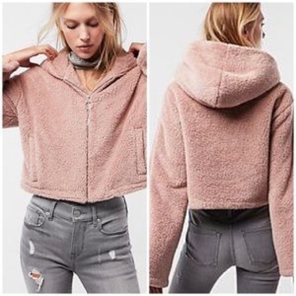 Express | Jackets & Coats | New Express Plush Bell Cropped Teddy Jacket ...